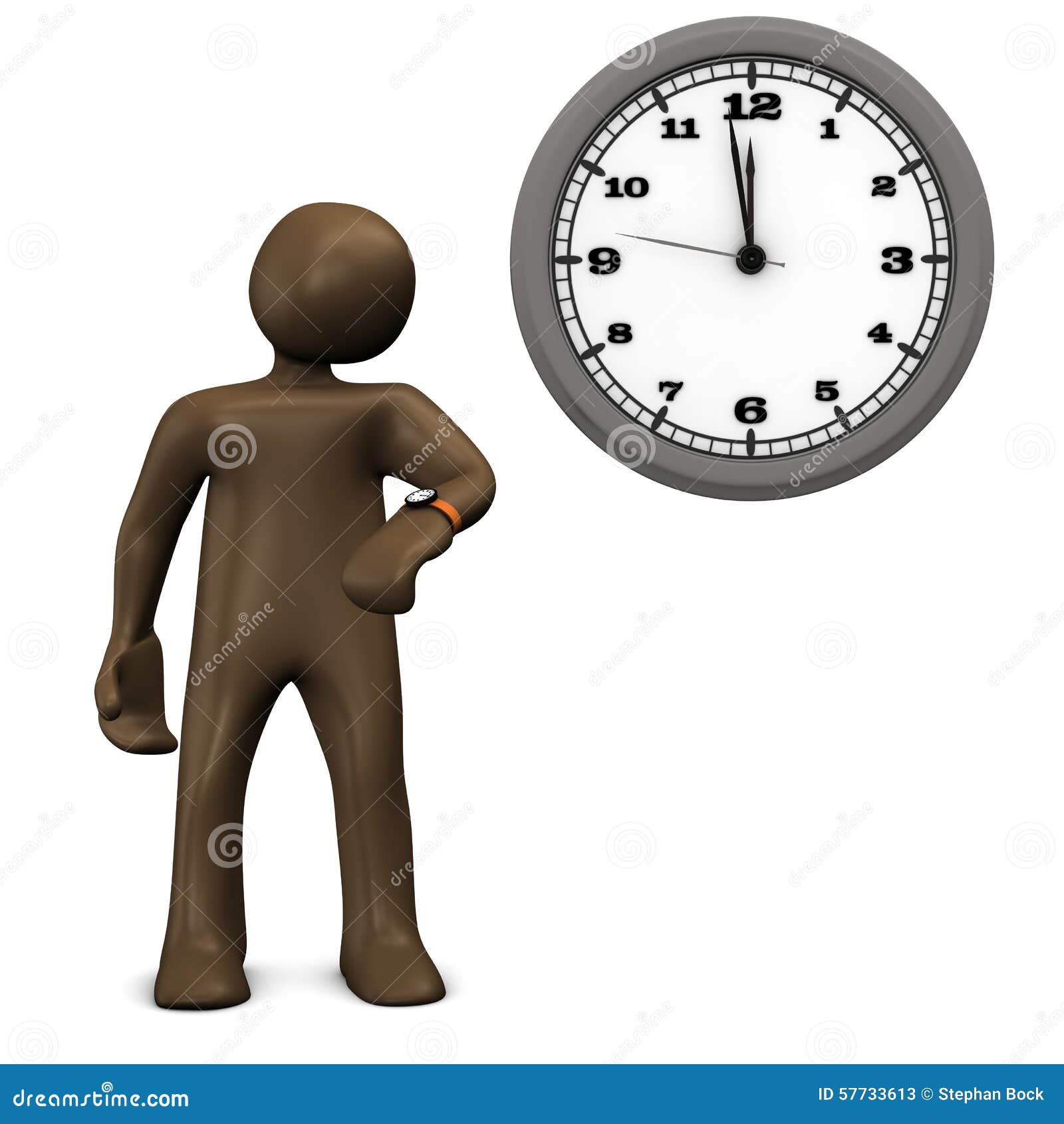 Delay, Brown Figurine Looking On Watch, Impatient Royalty-Free Stock ...
