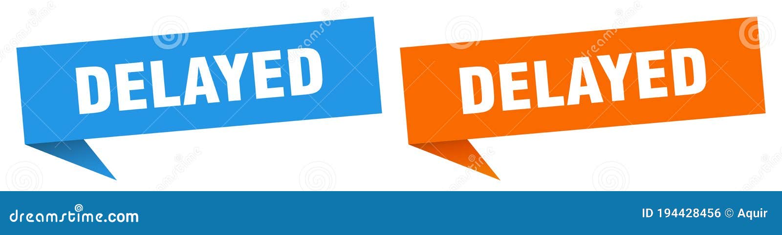 Delayed Banner. Delayed Speech Bubble Label Set Stock Vector ...
