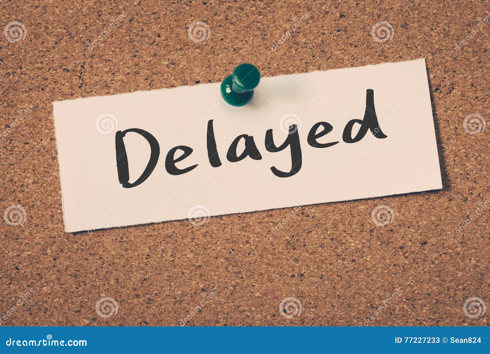 Delayed stock image. Image of cork, text, board, bulletin - 77227233