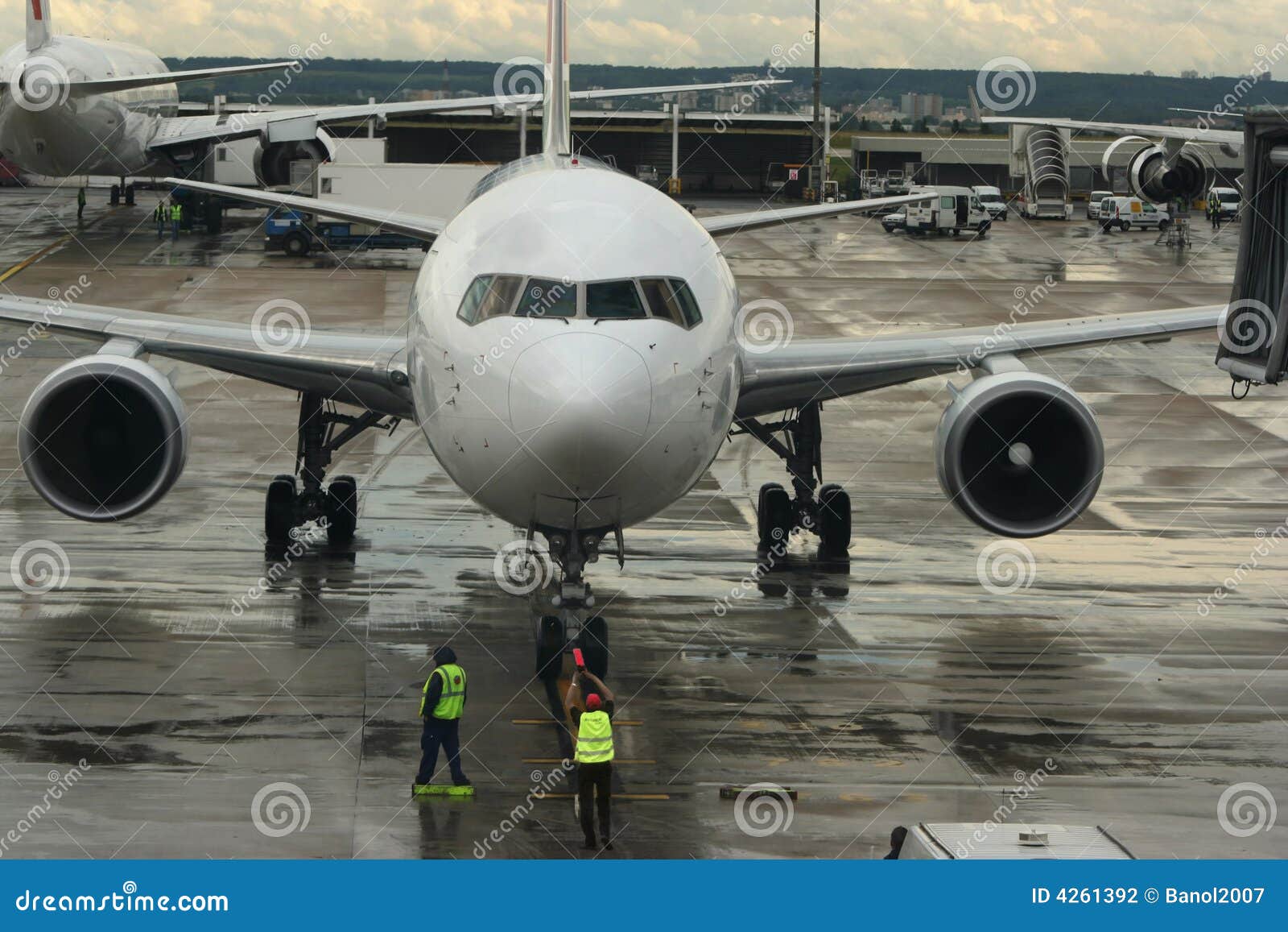 Delayed Flight. Airplane Arrived after Rainstorm. Stock Photo - Image ...