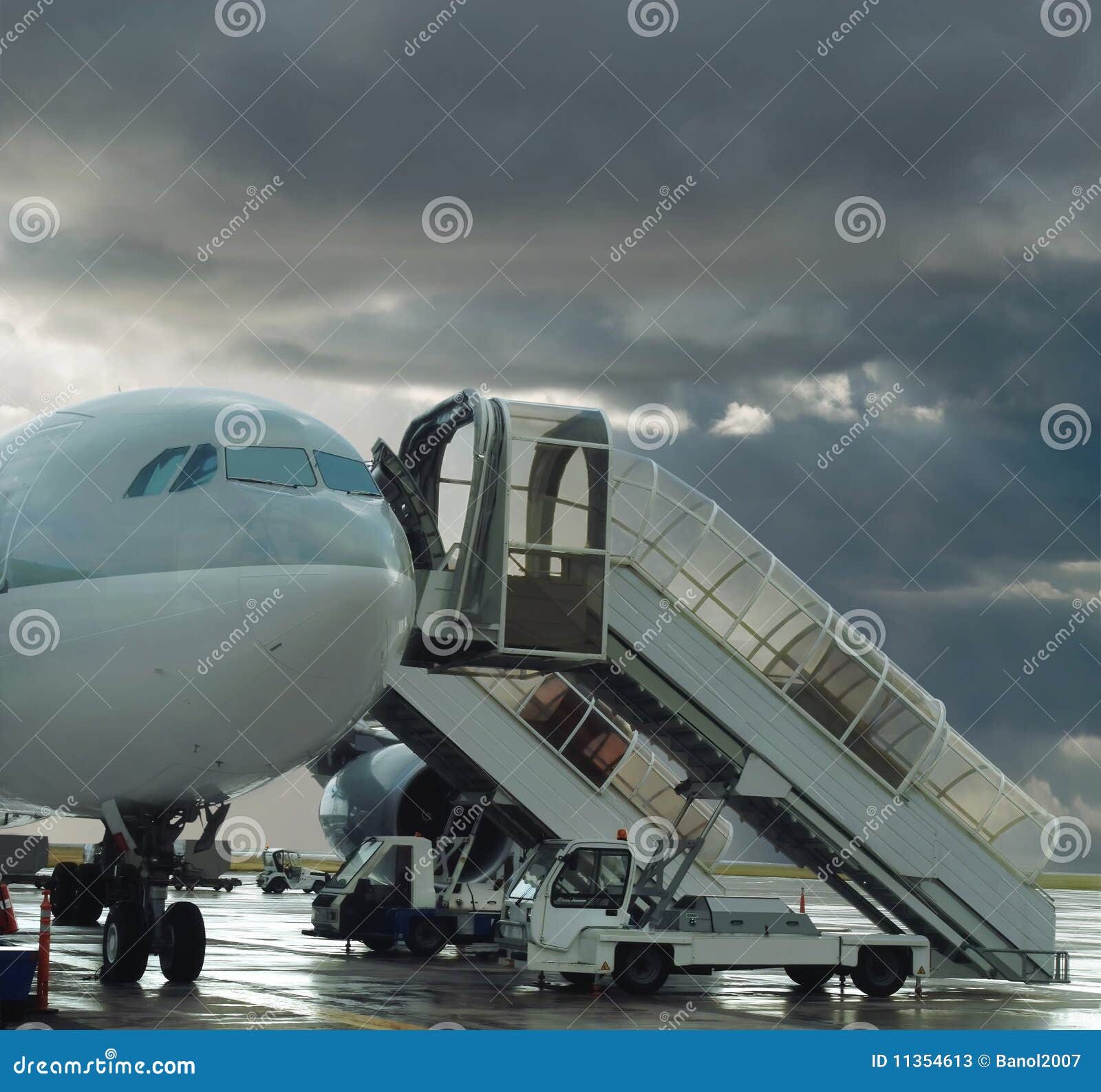 Delayed Flight. Plane on Stormy Airport . Stock Image - Image of danger ...