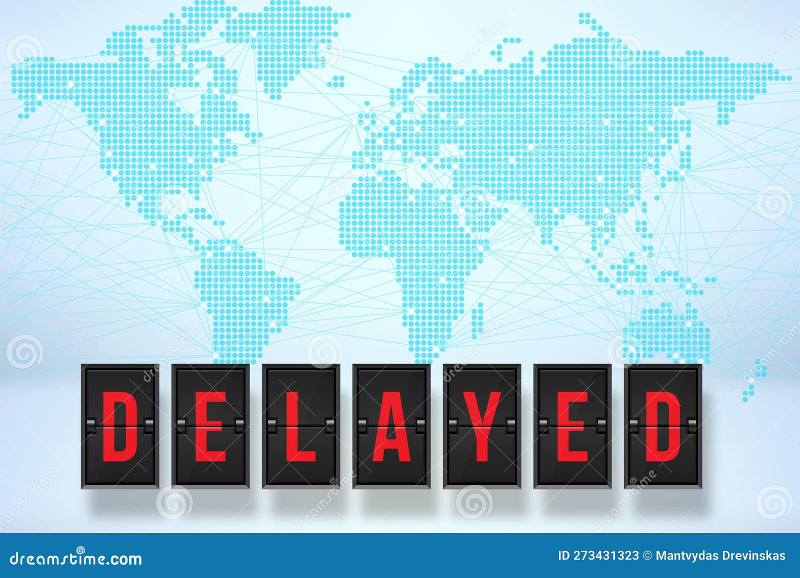 Delayed Flight Text on World Map Stock Illustration - Illustration of ...