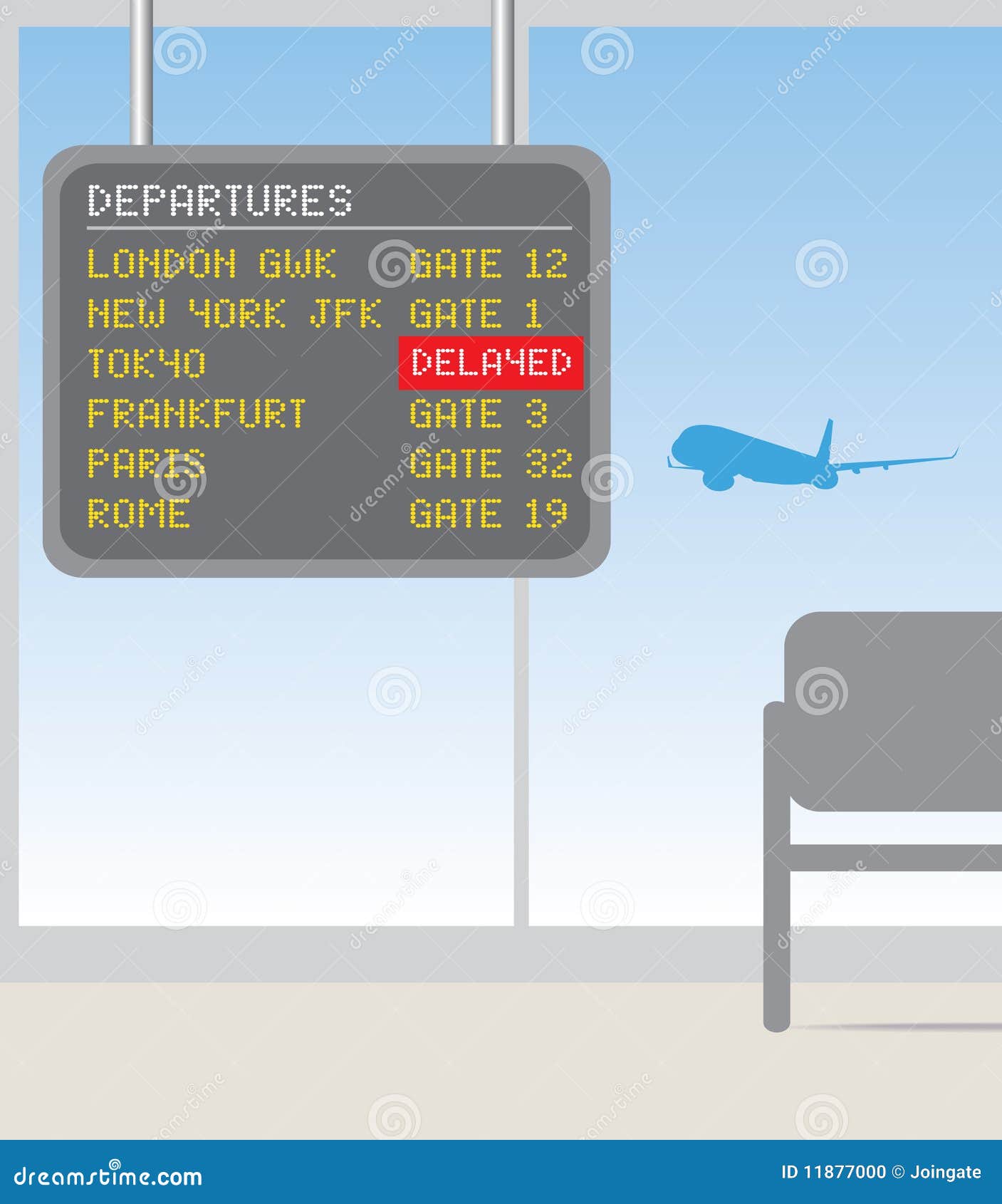 Delayed flights board stock vector. Illustration of london - 11877000
