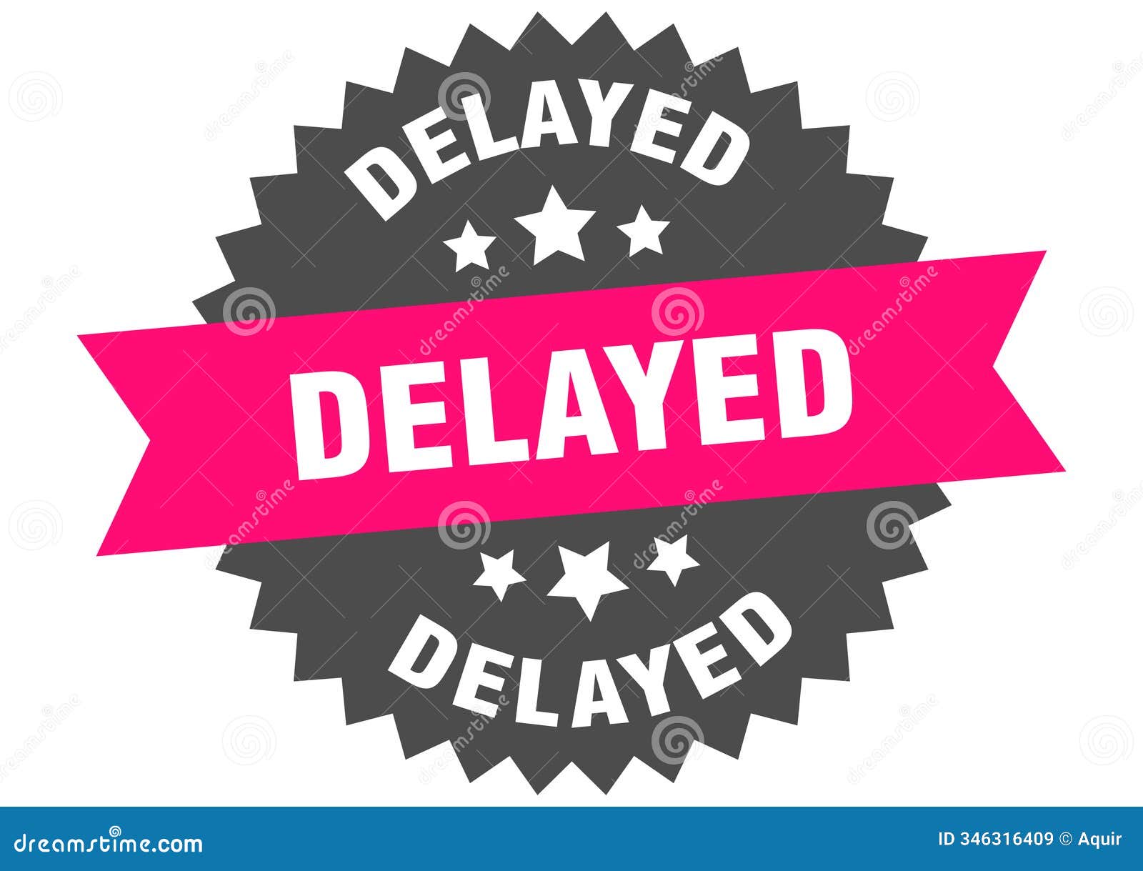 Delayed. Delayed Round Pink Label Isolated on Transparent Background ...