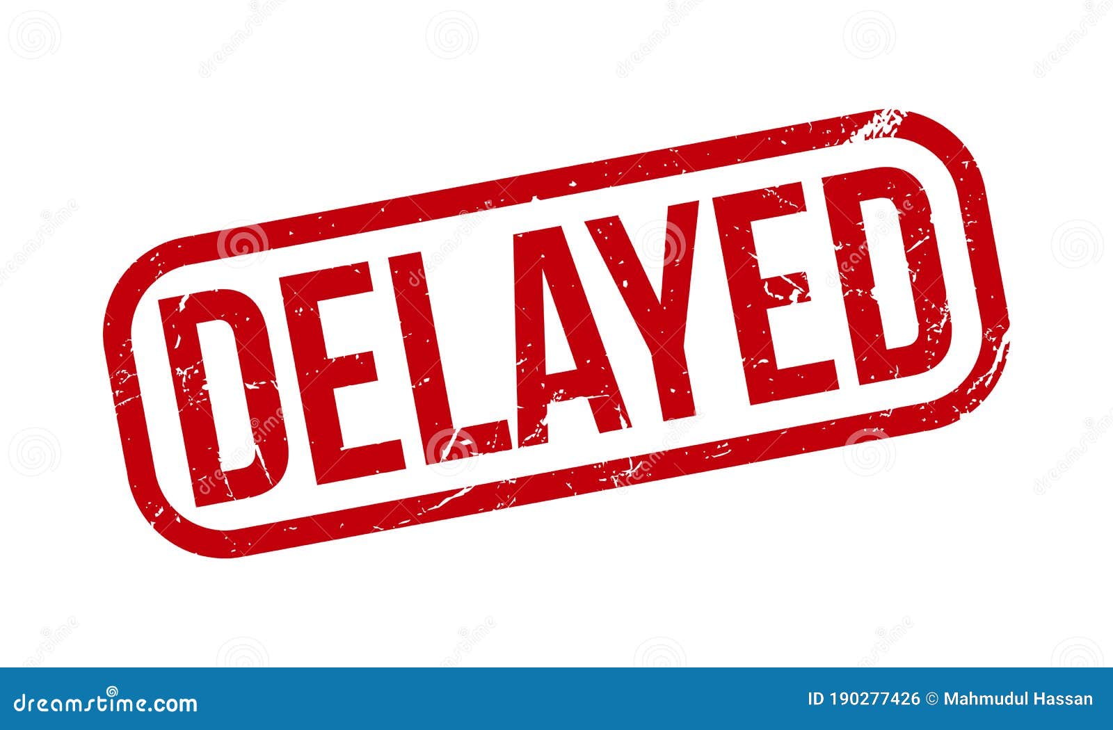 Delayed Red Rubber Stamp Isolated On White. Vector Illustration ...