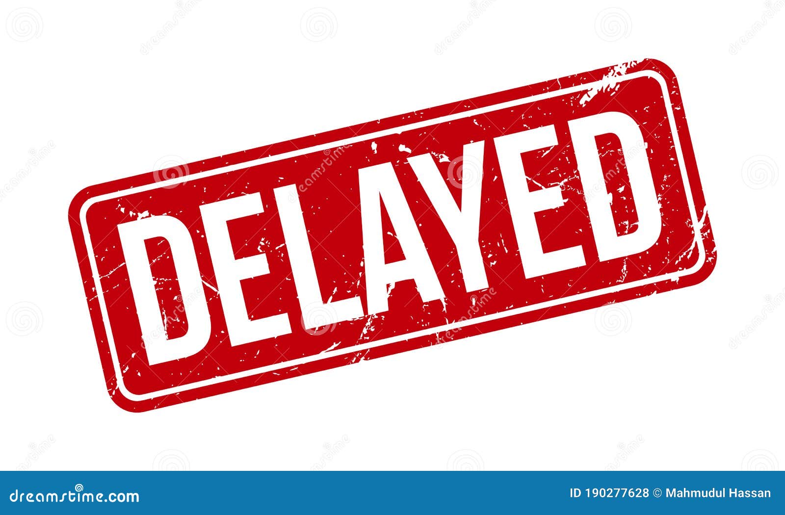 Delayed Red Rubber Stamp Cartoon Vector | CartoonDealer.com #82602073