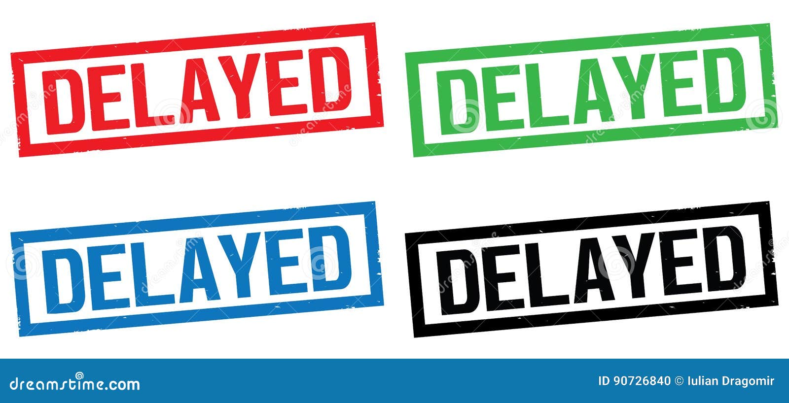 DELAYED Text, on Rectangle Border Stamp Sign. Stock Illustration ...