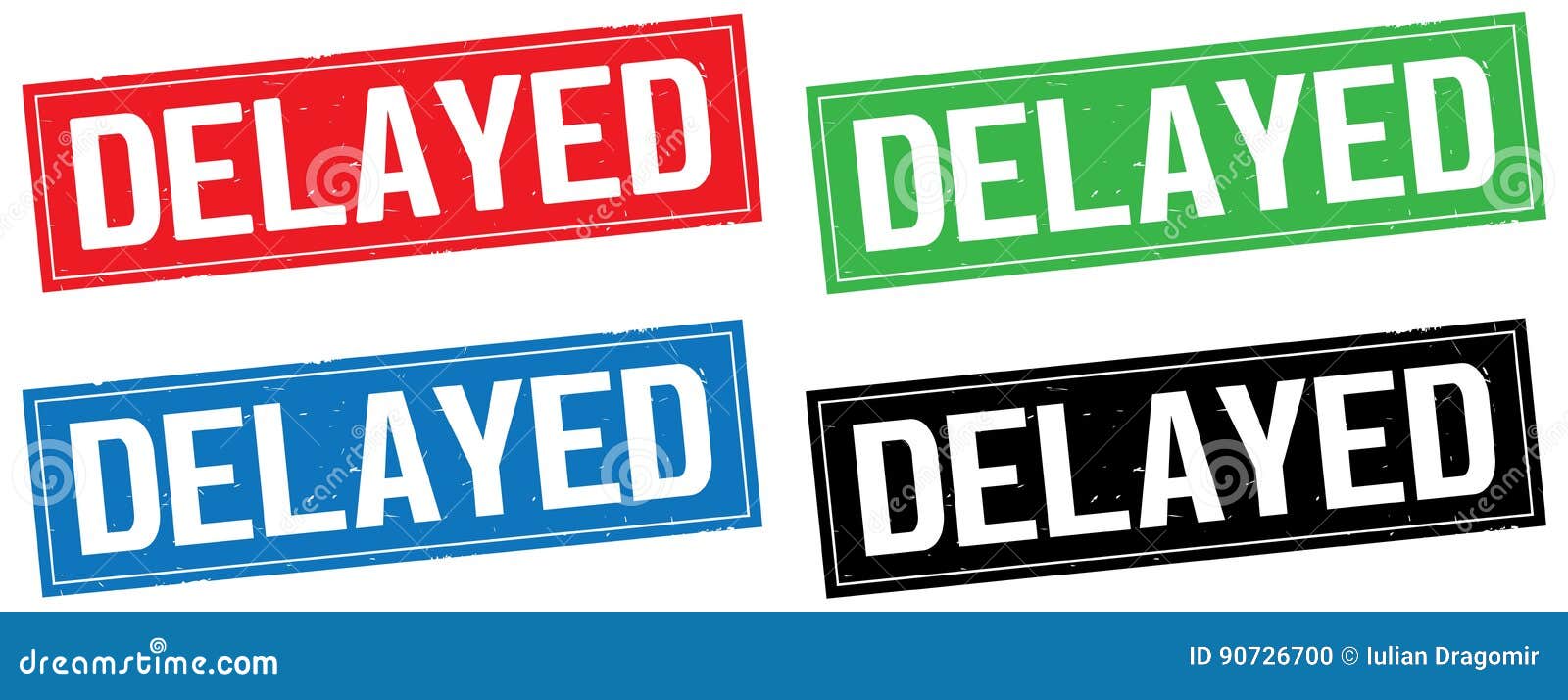 DELAYED Text, on Rectangle Stamp Sign. Stock Illustration ...