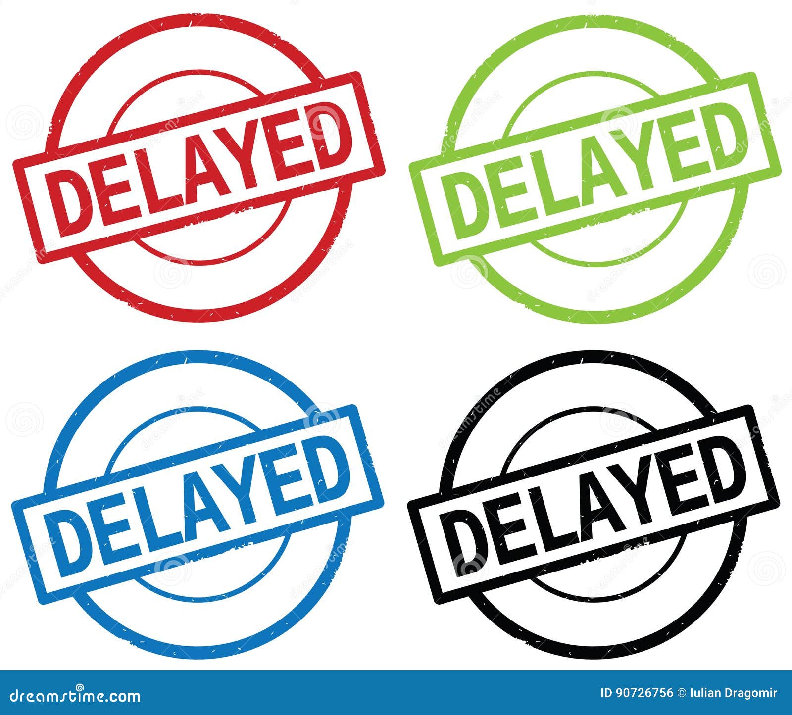 DELAYED Text, on Round Simple Stamp Sign. Stock Illustration ...