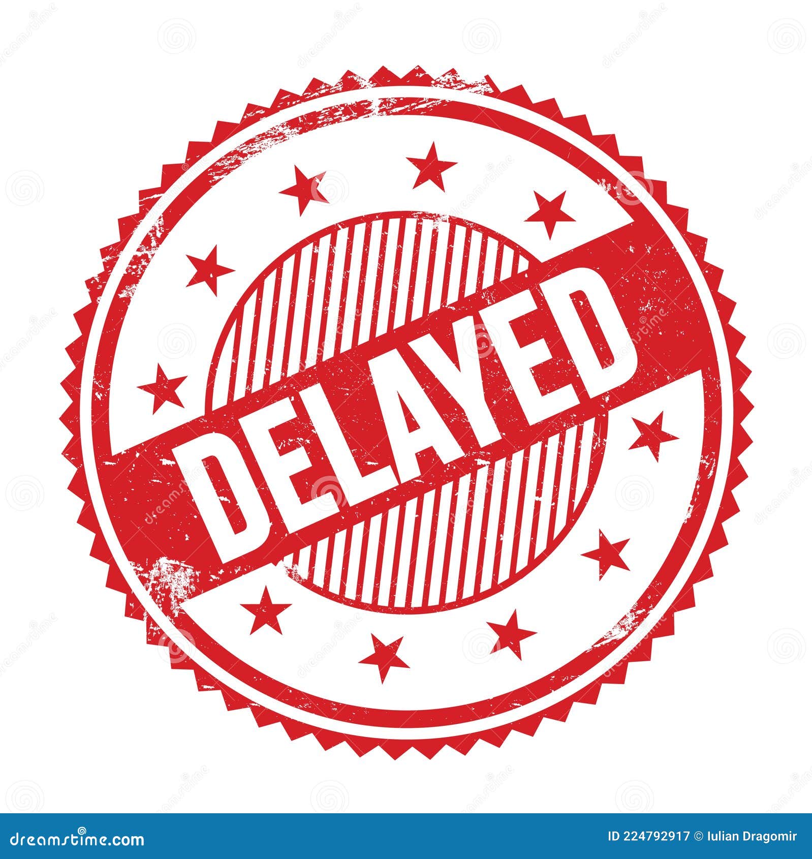 DELAYED Text Written on Red Grungy Round Stamp Stock Illustration ...