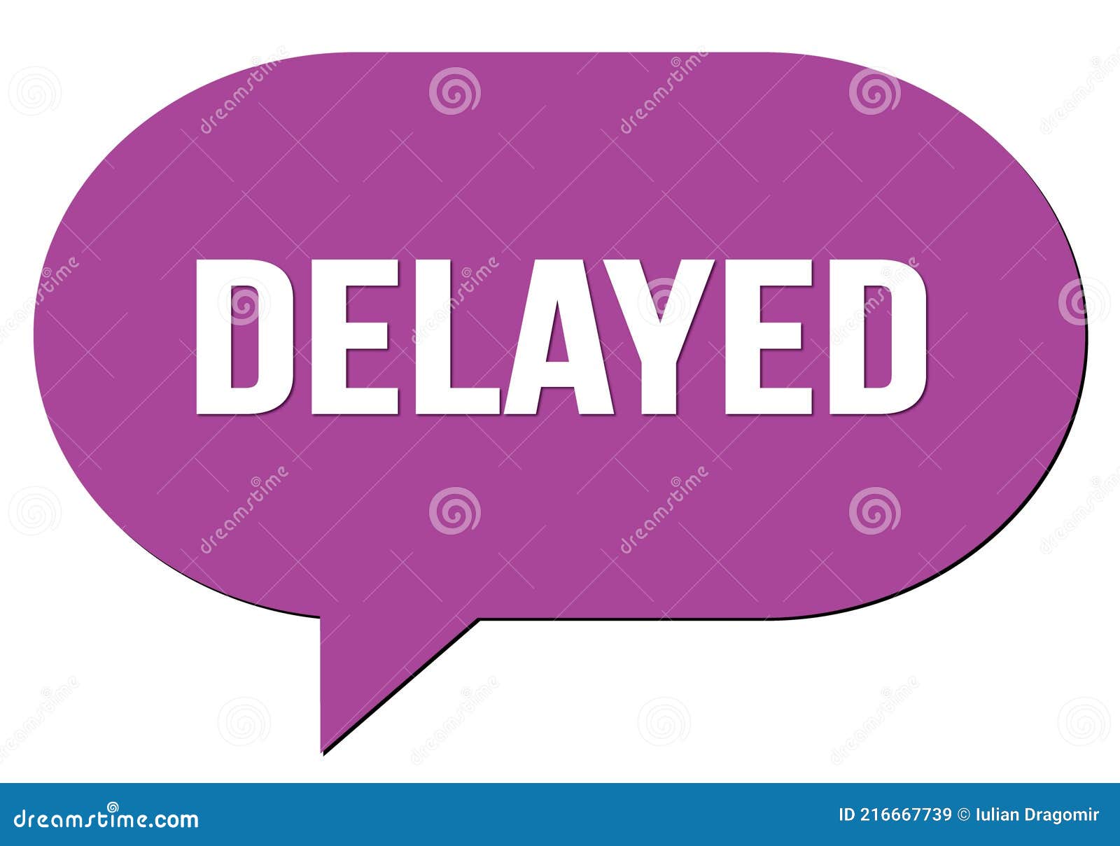 DELAYED Text Written in a Violet Speech Bubble Stock Illustration ...