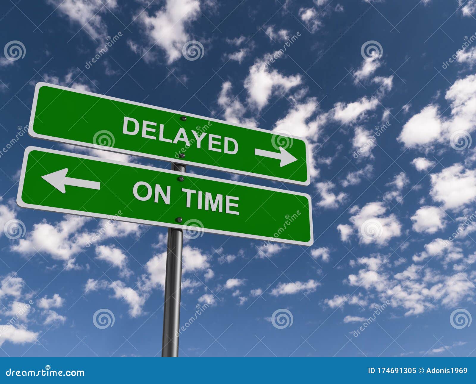 Delayed on Time Traffic Sign Stock Image - Image of computer, datum ...