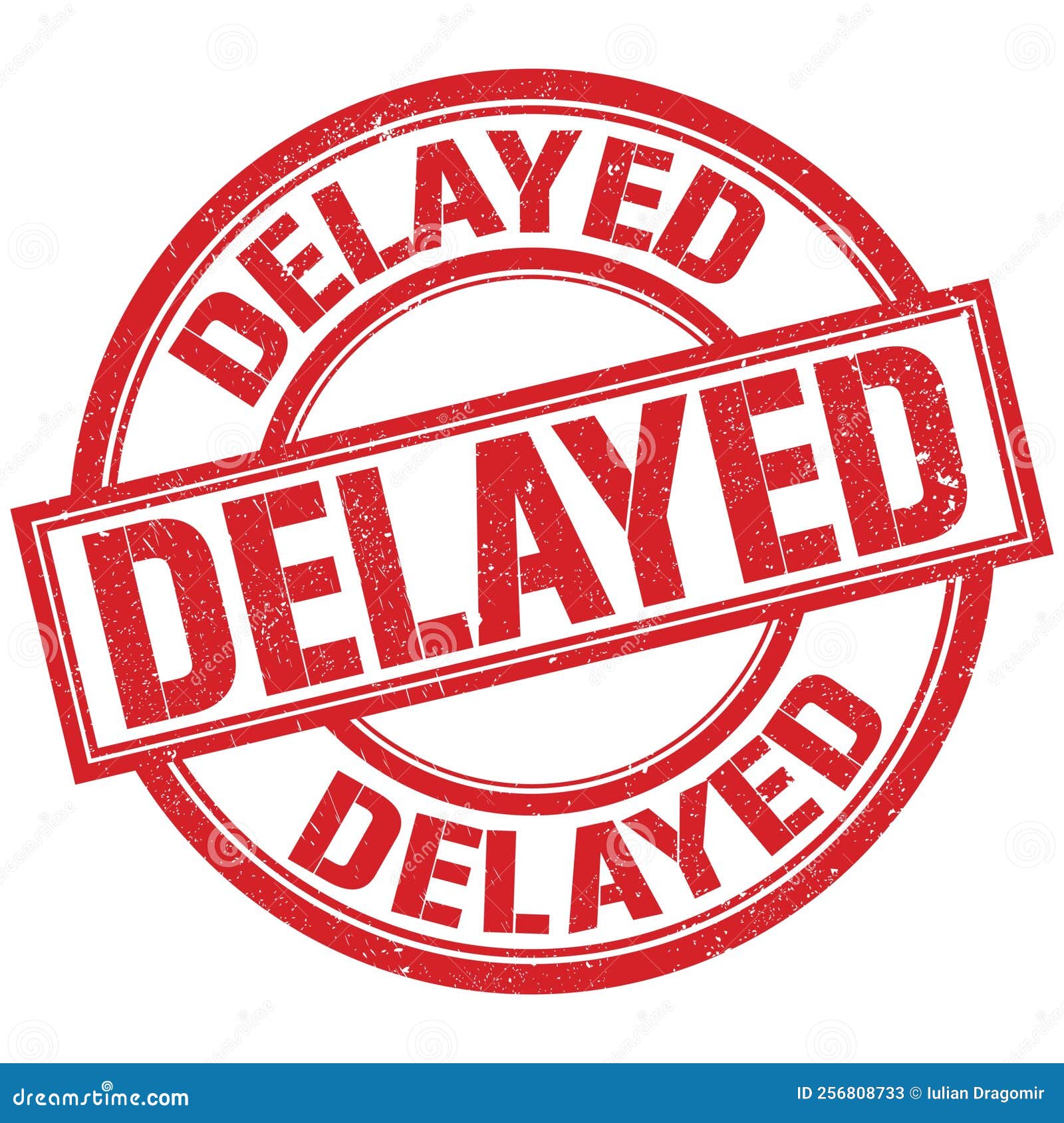 DELAYED Written Word on Red Stamp Sign Stock Illustration ...