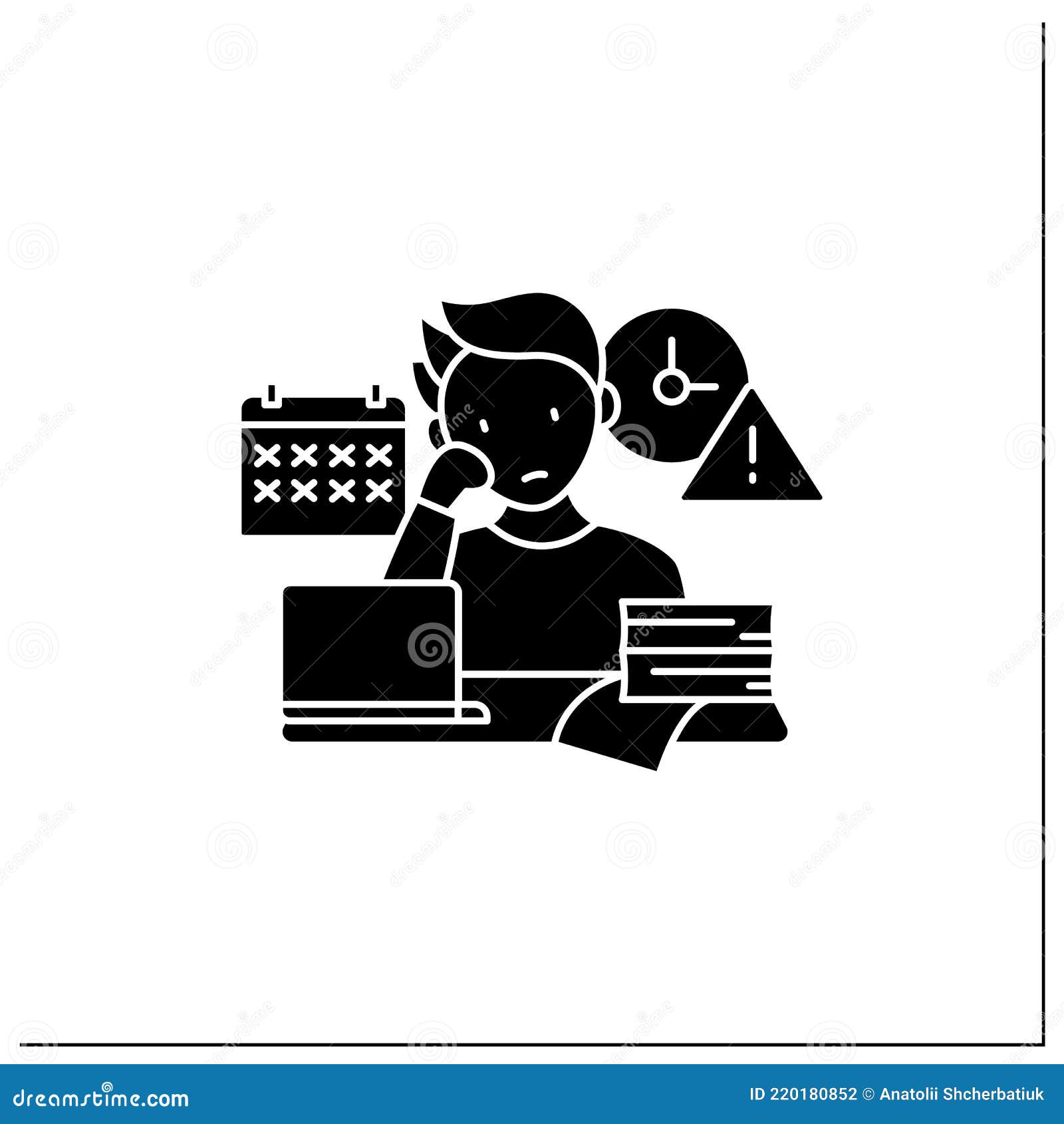 Delaying Deadlines Glyph Icon Stock Vector - Illustration of worker ...