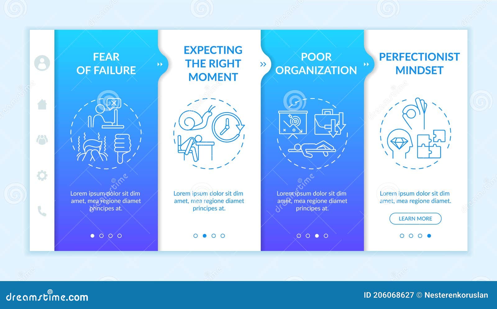 Delaying Tasks Habit Causes Onboarding Vector Template Stock Vector ...