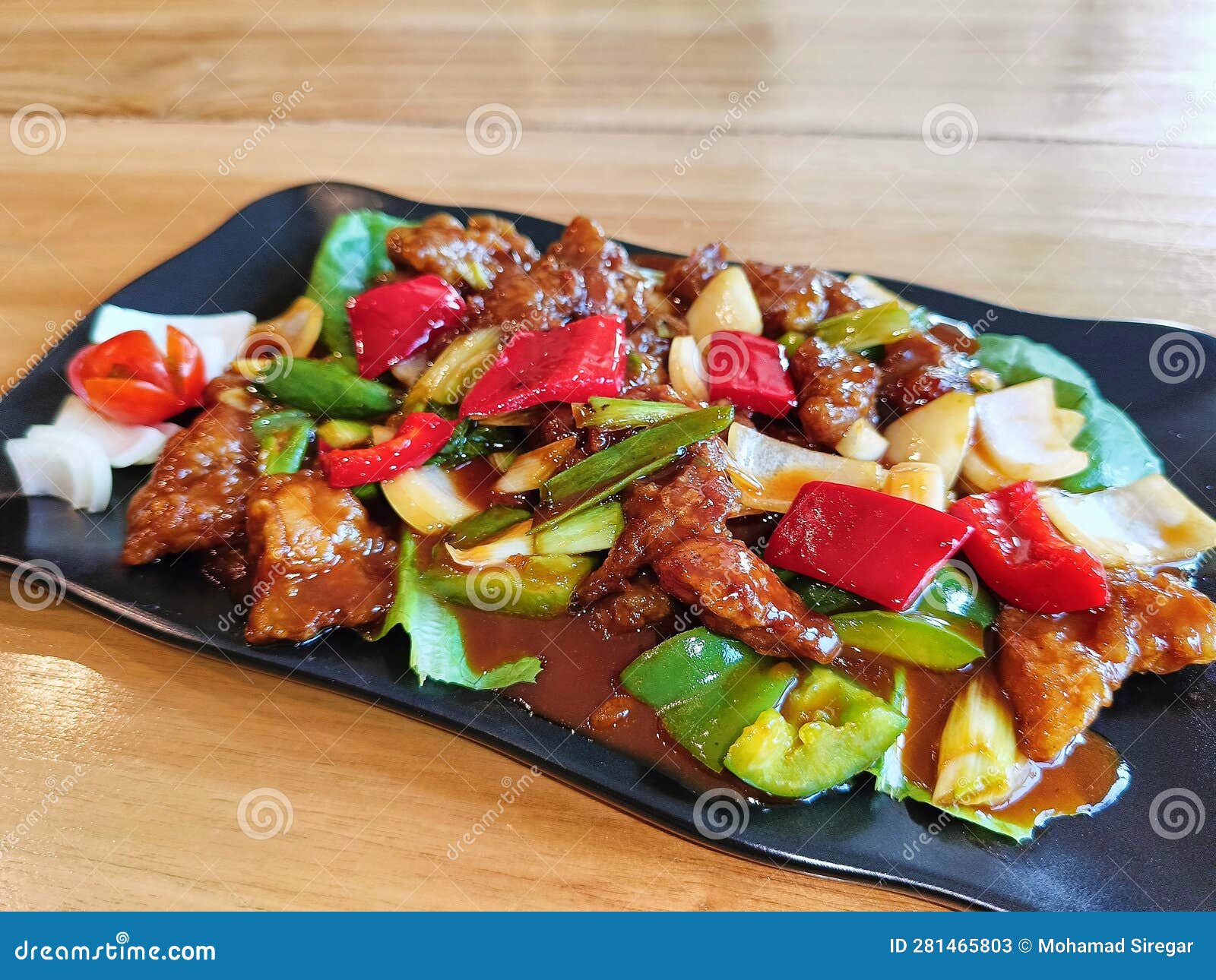 Delecious Mongolian Beef stock image. Image of fruit - 281465803