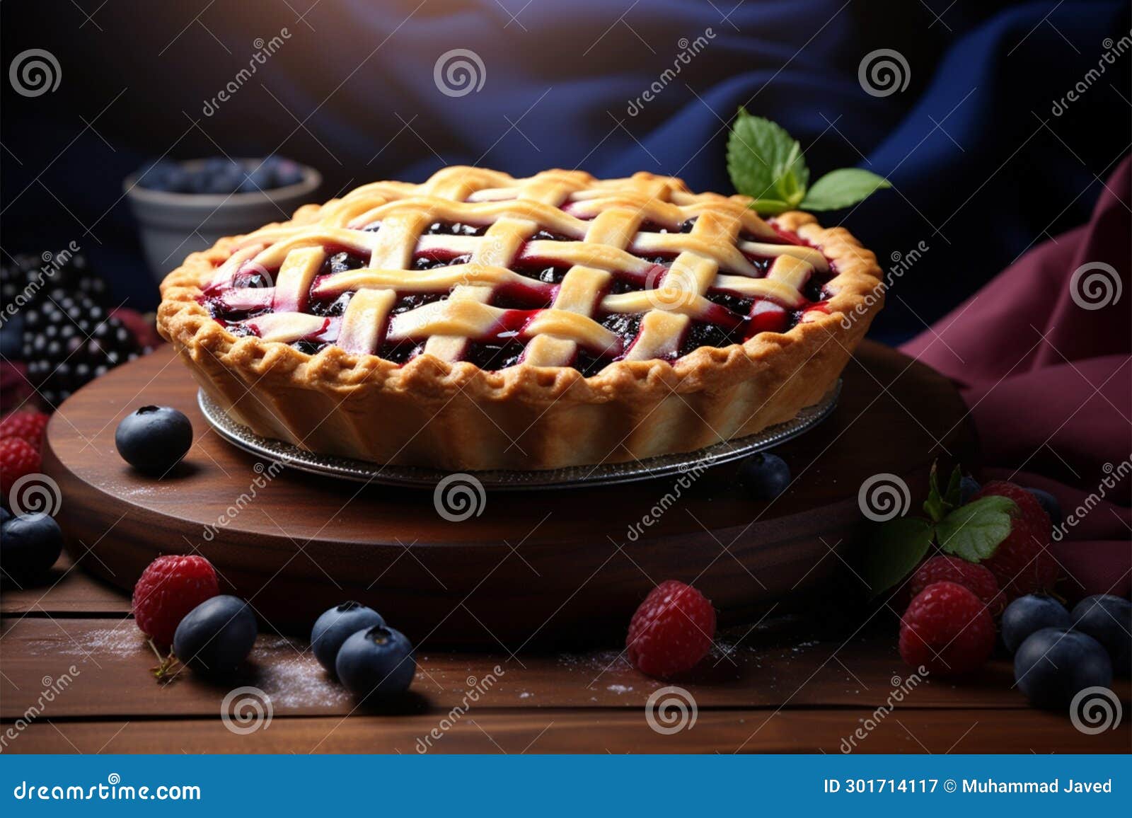 A Delectable Berry Pie Becomes the Centerpiece on the Table Stock ...