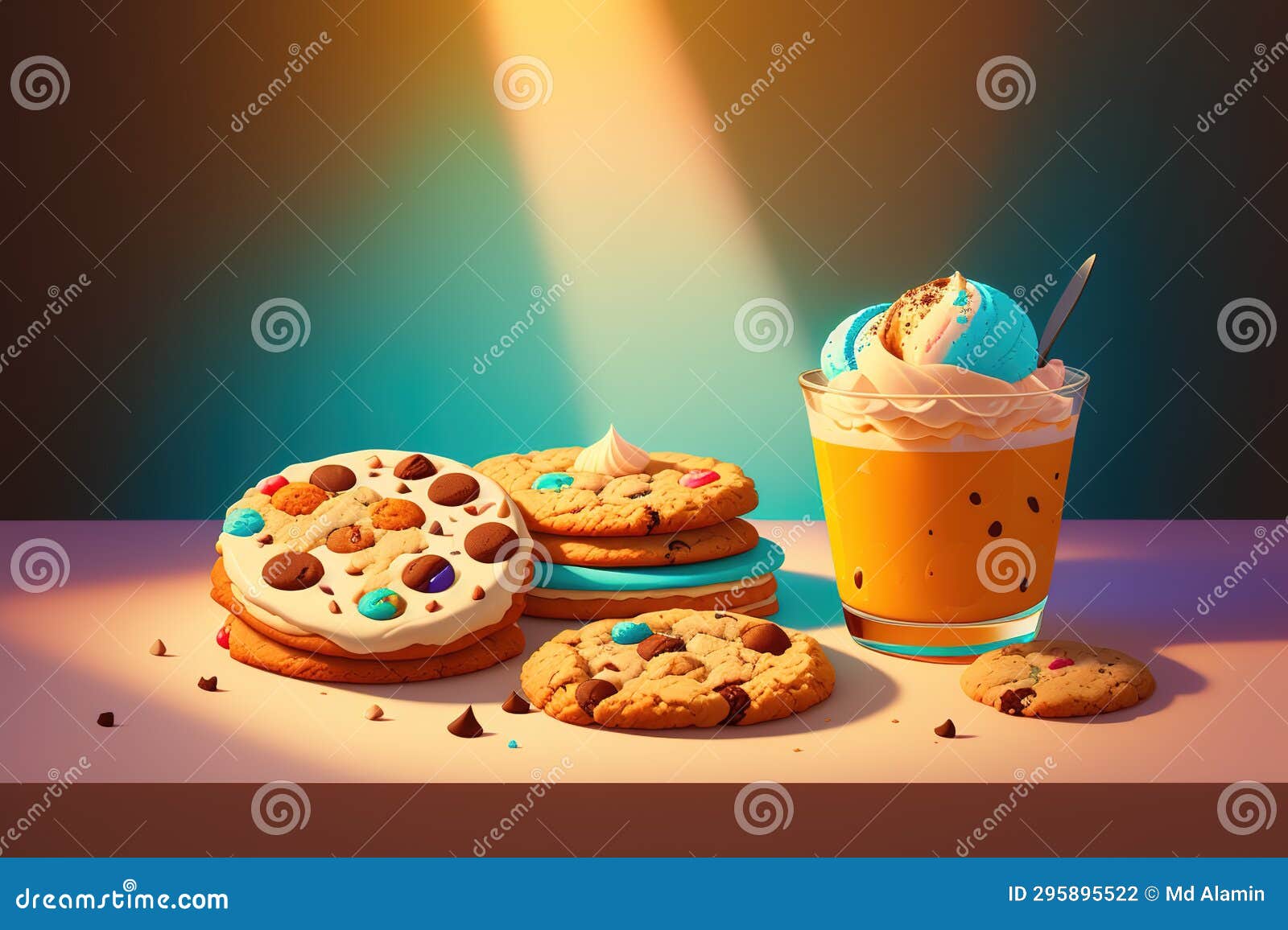 A Delectable Duo: Cookies and Ice Cream Stock Illustration ...