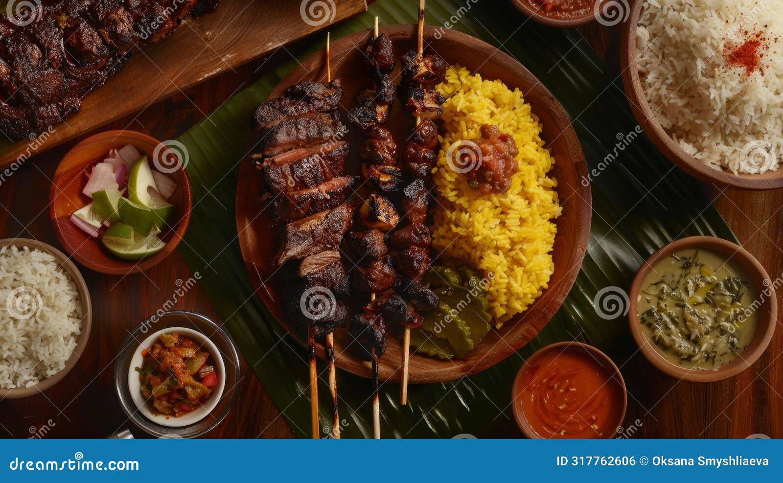 Delectable Filipino Barbecue Feast on Wooden Table Stock Photo - Image ...