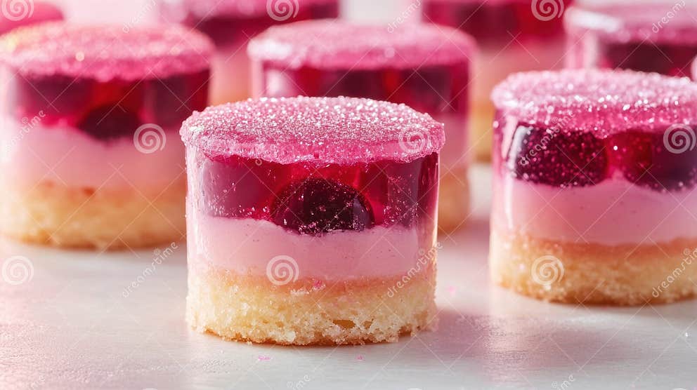 Delectable Mini Raspberry Cheesecake Bites on Pink Background Stock ...