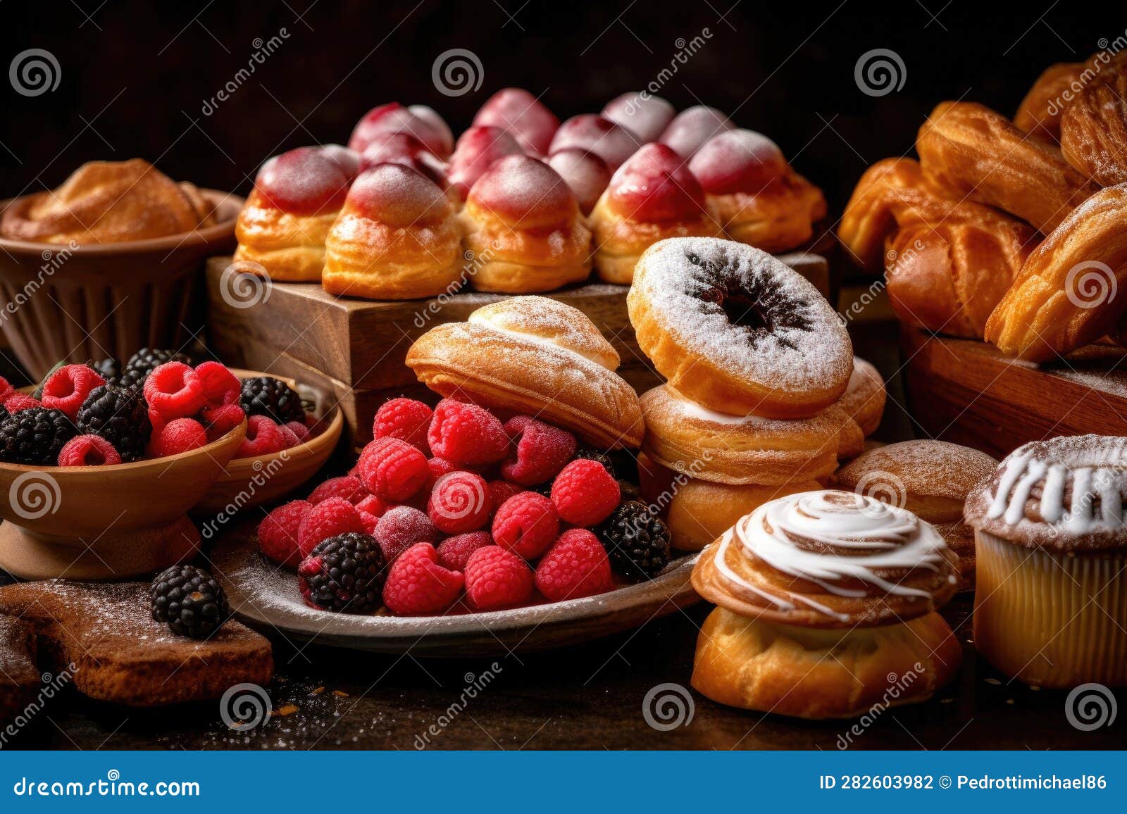 Delectable Pastry Selection Stock Illustration - Illustration of coffee ...