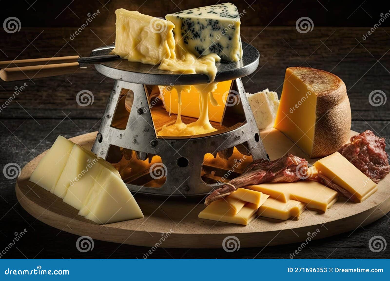 Delectable Raclette Made with a Variety of Cheeses Stock Illustration ...
