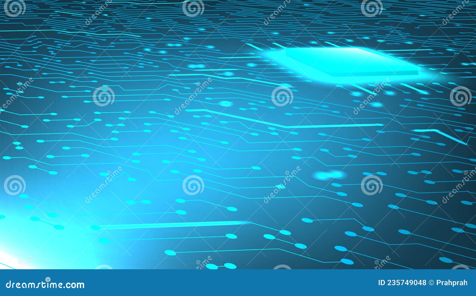 3DElectronic Circuit Board with Blue Light Chip Stock Vector ...