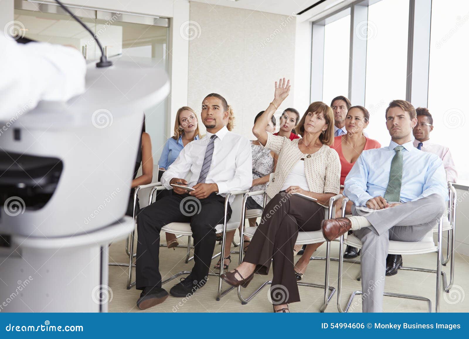 Delegate Asking Question at Business Conference Stock Photo - Image of ...