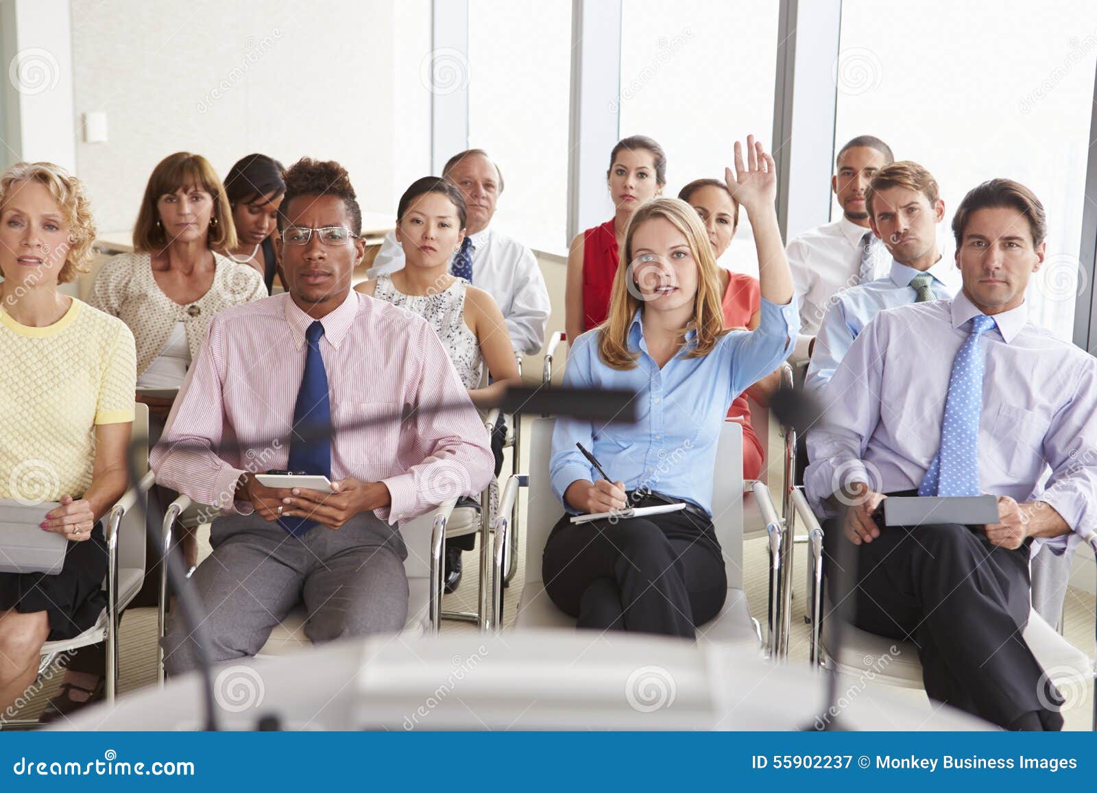 Delegate Asking Question at Business Conference Stock Image - Image of ...