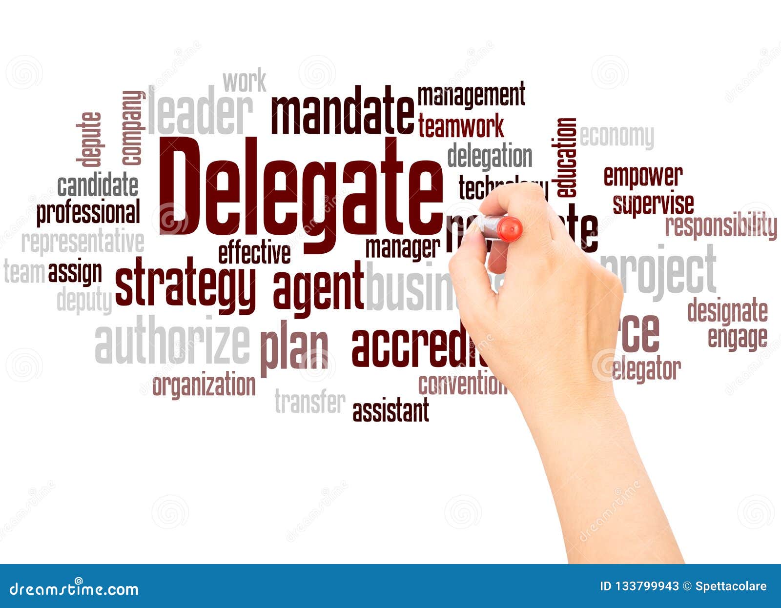 Delegate Word Cloud Hand Writing Concept Stock Illustration ...