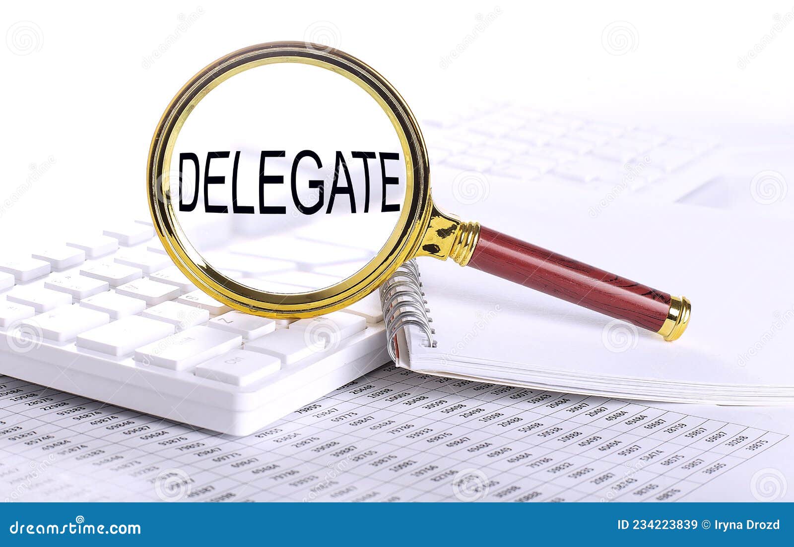 DELEGATE Word through Magnifying Glass on Keyboard on the Chart Stock ...
