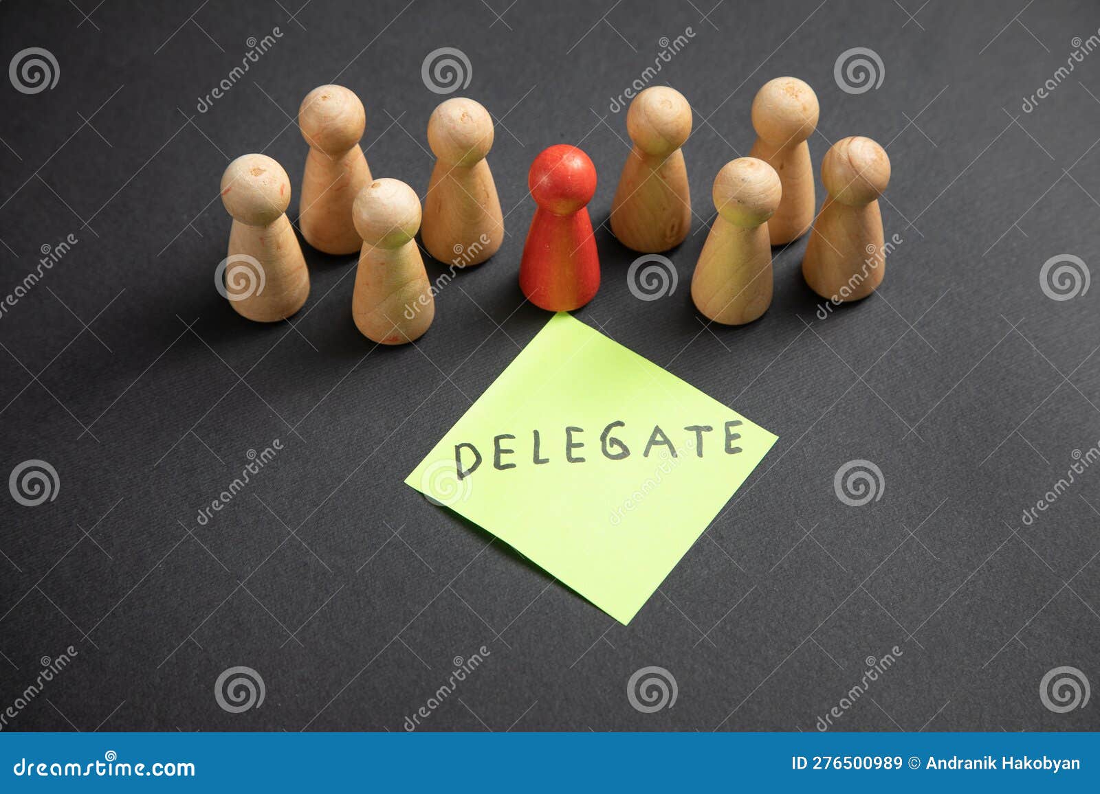 Delegate Word on Sticky Note with a Wooden Human Figures Stock Image ...