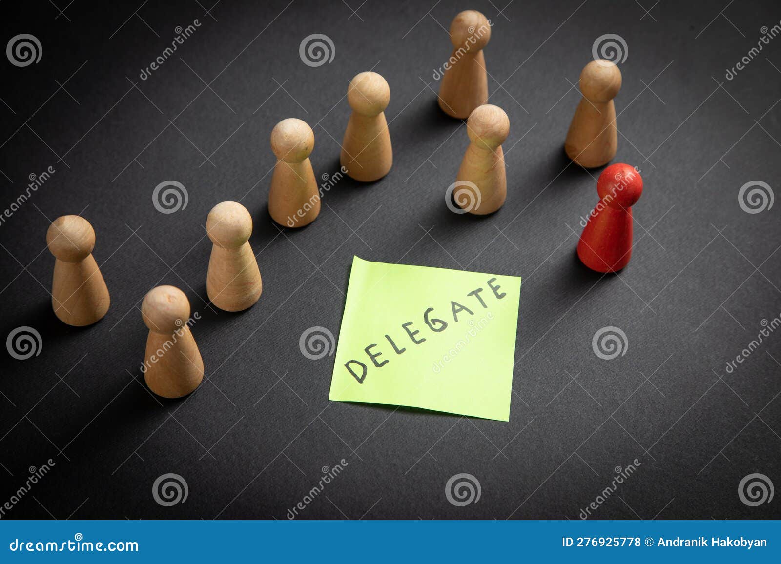 Delegate Word on Sticky Note with a Wooden Human Figures Stock Photo ...