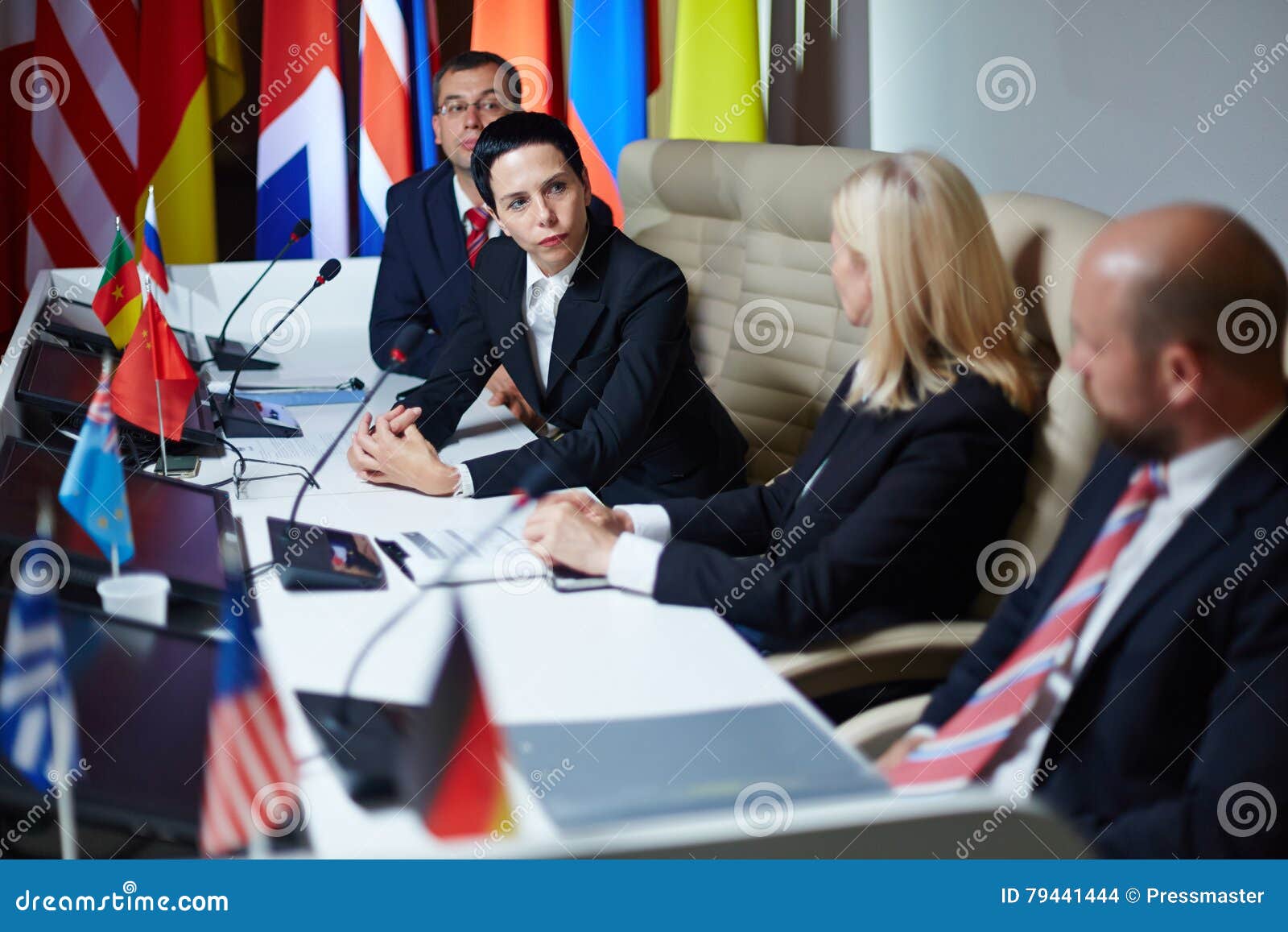 Delegates at summit stock photo. Image of spokesperson - 79441444