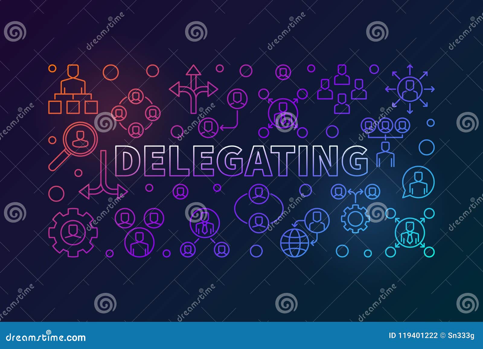 Delegating Vector Round Concept Linear Illustration | CartoonDealer.com ... Delegating Vector Round Concept Linear Illustration | CartoonDealer.com ...