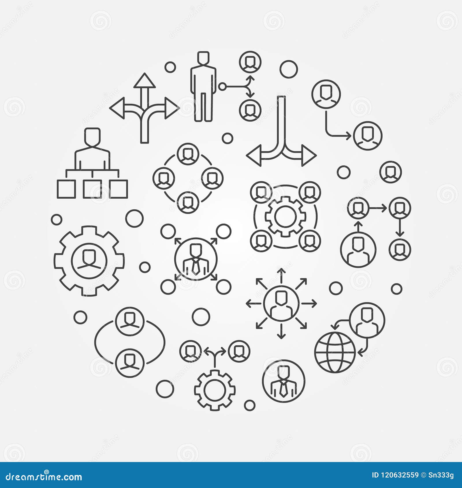 Delegating Vector Round Concept Linear Illustration | CartoonDealer.com ... Delegating Vector Round Concept Linear Illustration | CartoonDealer.com ...
