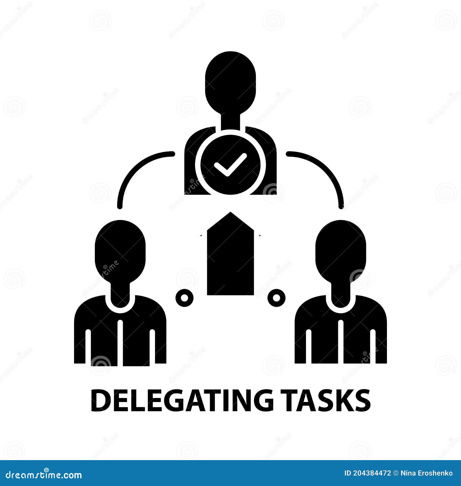 Delegating Tasks Icon, Black Vector Sign with Editable Strokes, Concept ...