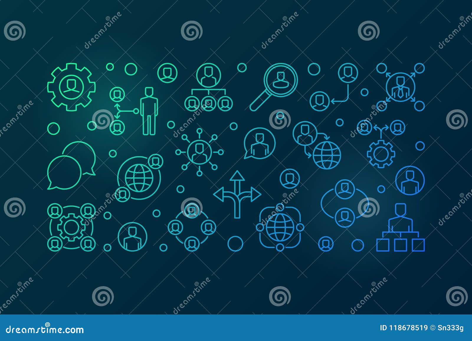Delegating Vector Round Concept Linear Illustration | CartoonDealer.com ... Delegating Vector Round Concept Linear Illustration | CartoonDealer.com ...