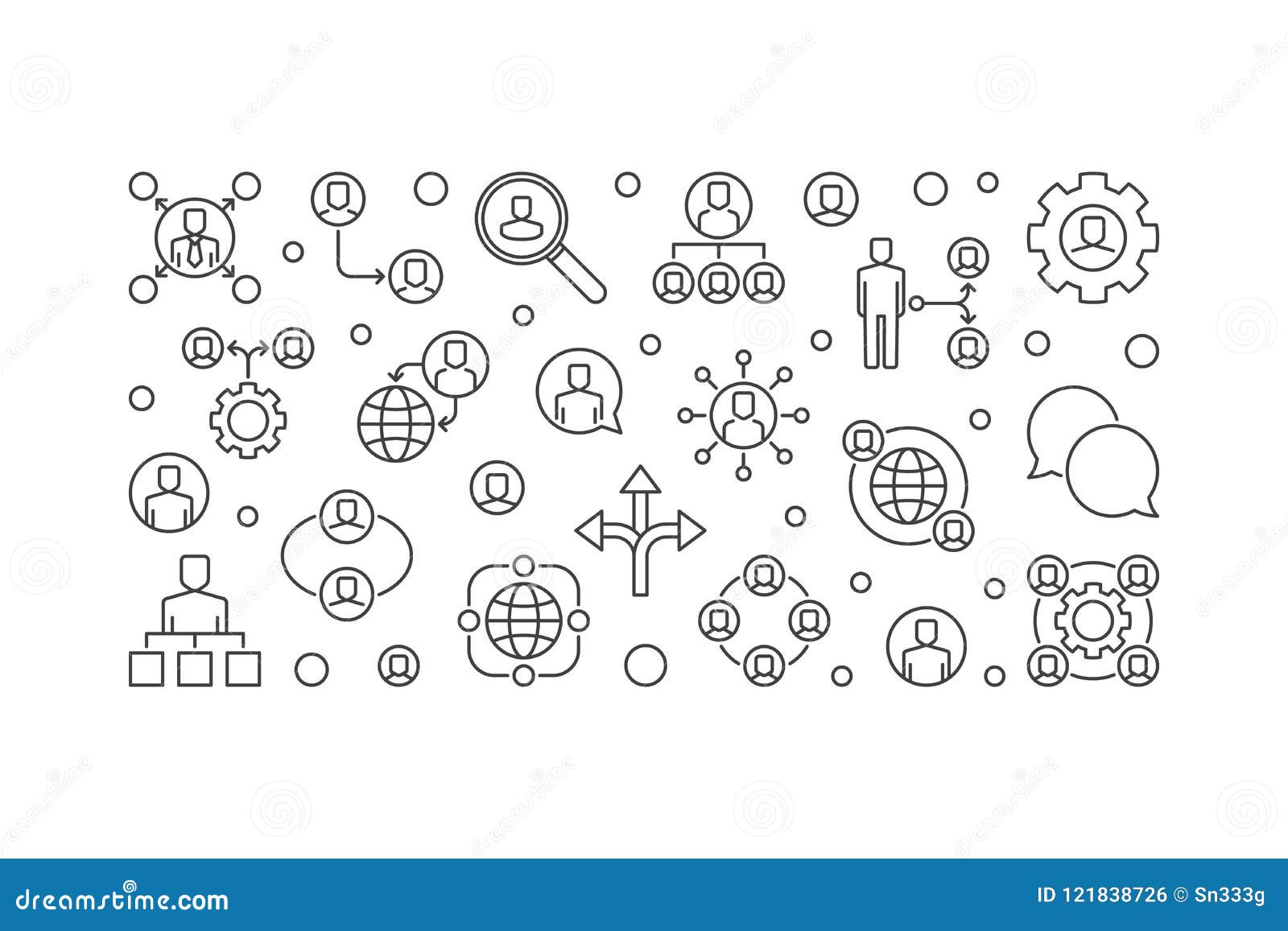 Delegating Vector Round Concept Linear Illustration | CartoonDealer.com ... Delegating Vector Round Concept Linear Illustration | CartoonDealer.com ...