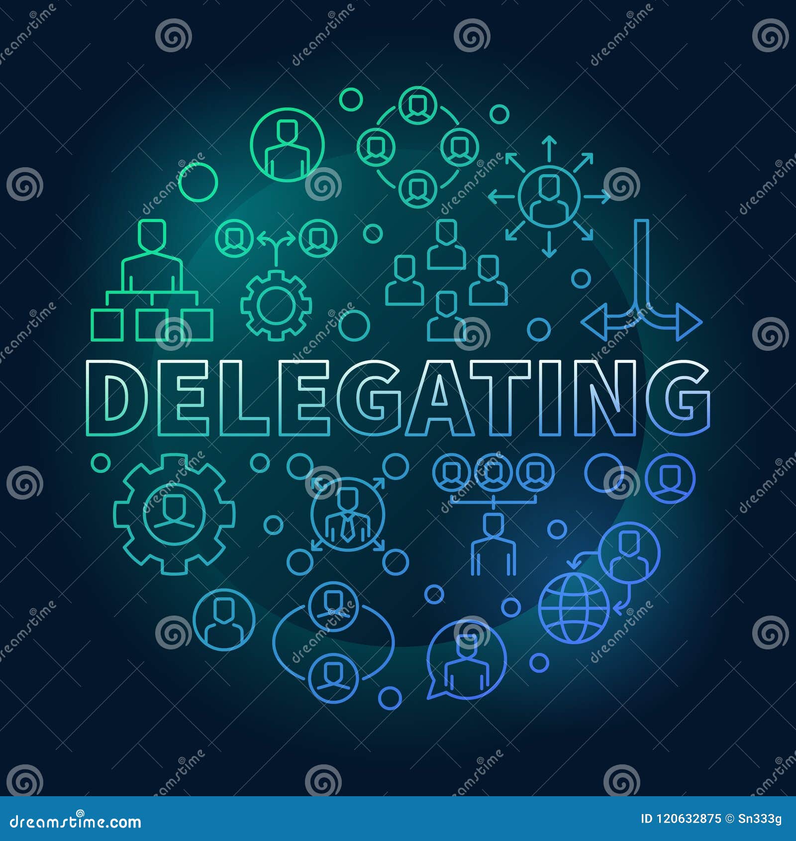 Delegating Vector Round Colored Outline Illustration Stock Vector ... Delegating Vector Round Colored Outline Illustration Stock Vector ...