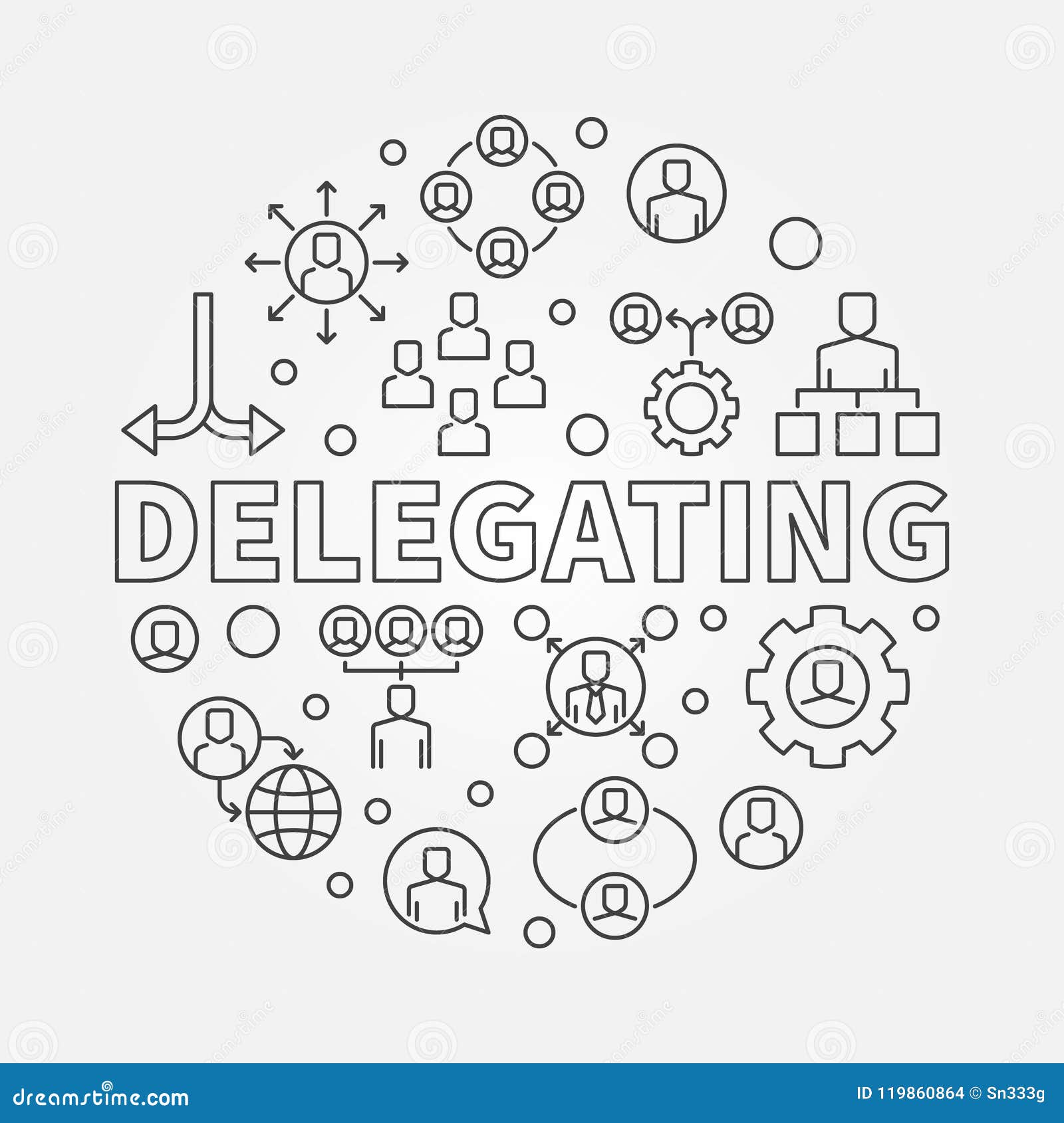Delegating Vector Round Concept Linear Illustration Stock Vector ... Delegating Vector Round Concept Linear Illustration Stock Vector ...
