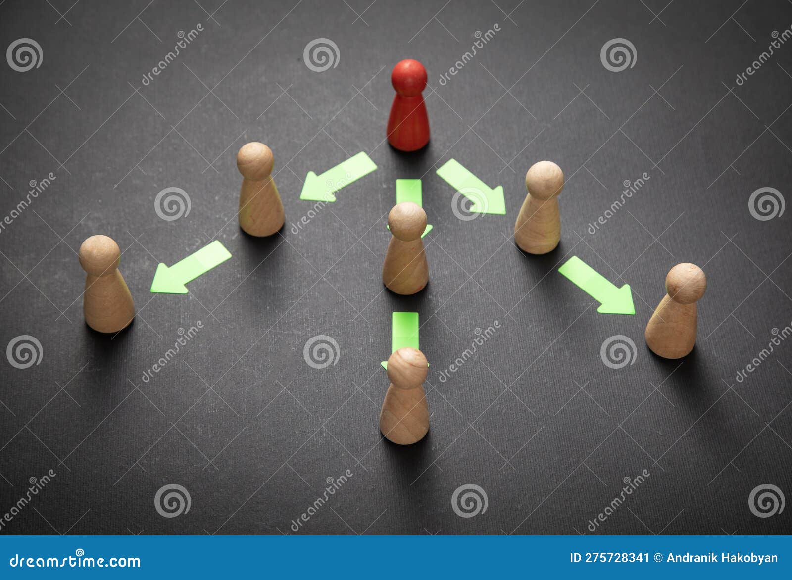 Delegation Concept. Wooden Human Figures with a Arrows Stock Image ...