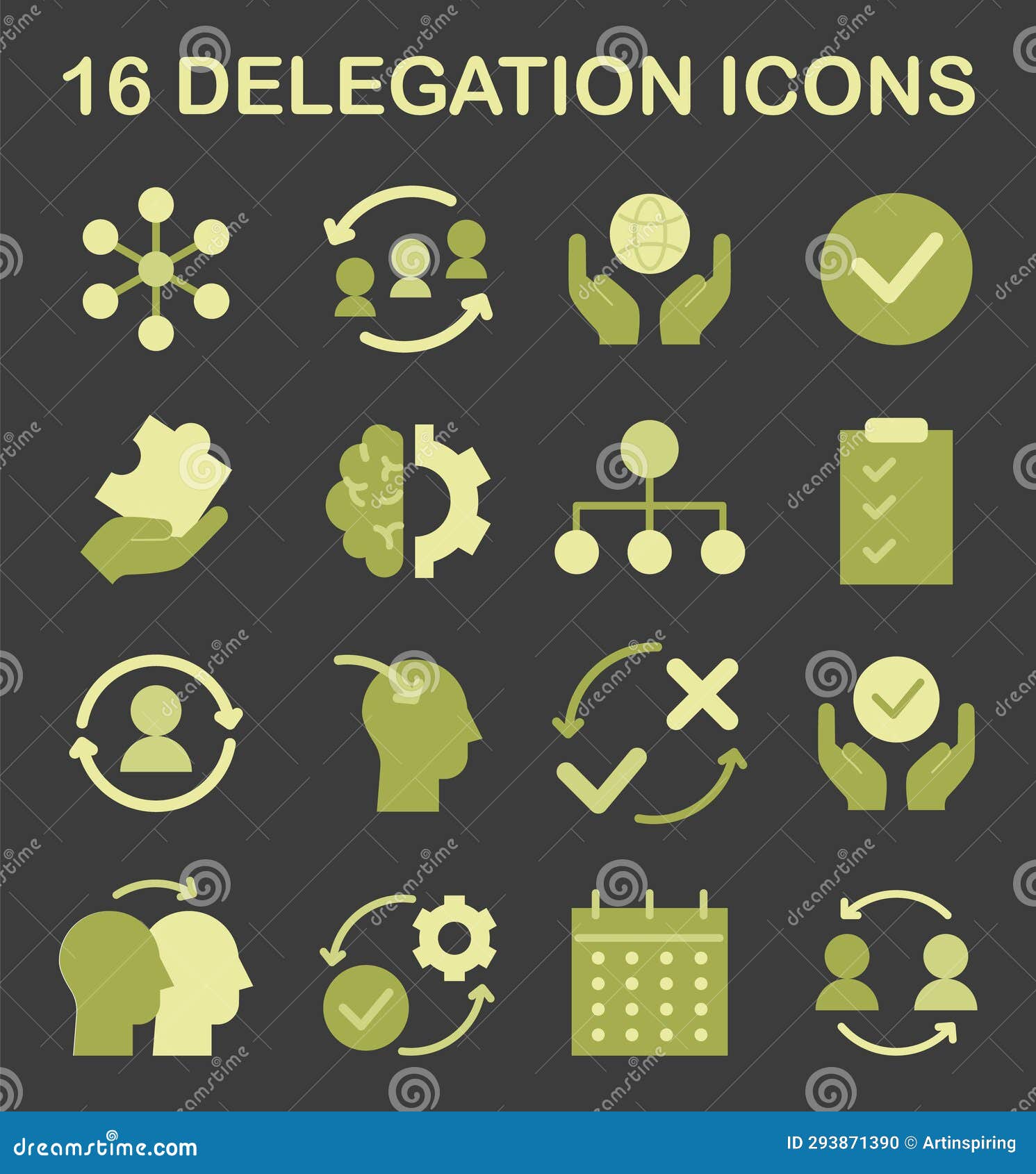 Delegation Icon Set. Task Assignment and Control Stock Vector ...