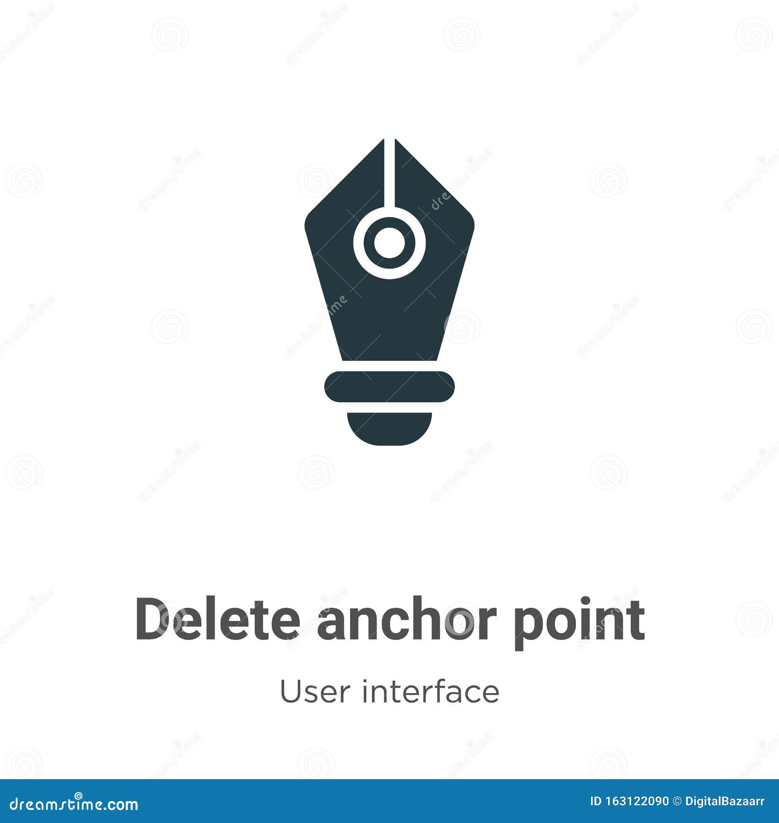 Delete Anchor Point Vector Icon on White Background. Flat Vector Delete Anchor Point Icon Symbol ...