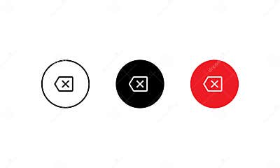 Delete Backspace Keyboard Key Icon Vector Set in Circle Shapes Stock ...