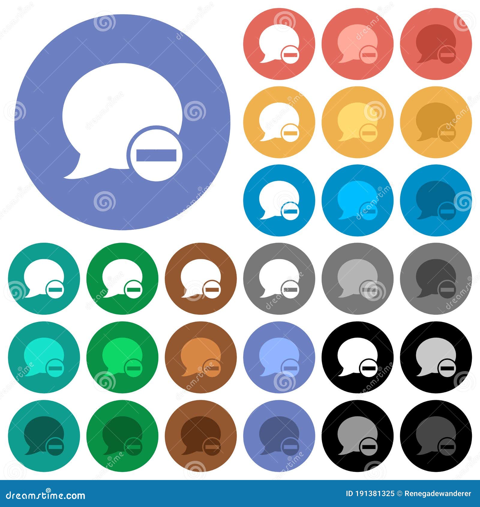 Delete Blog Comment Round Flat Multi Colored Icons Stock Vector ...