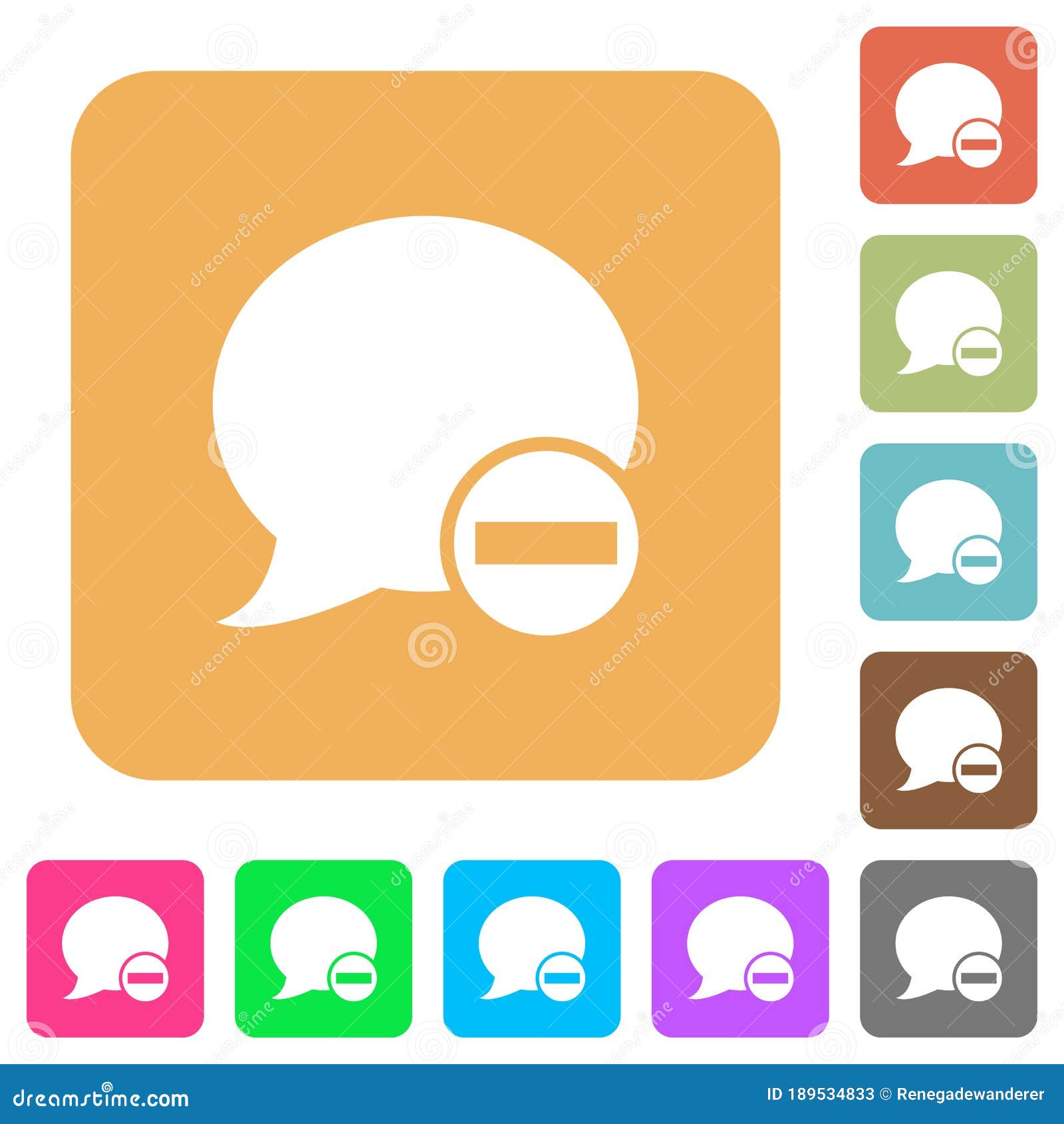 Delete Blog Comment Rounded Square Flat Icons Stock Vector ...