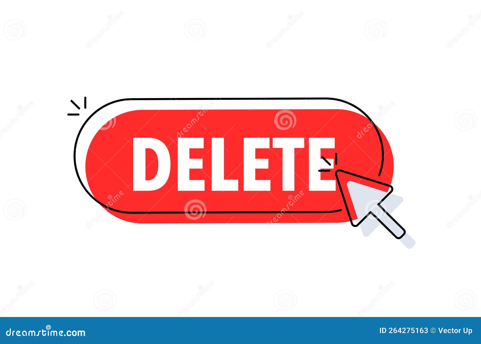 Delete Button With Cursor Pointer Click Vector Web Button Stock Vector Illustration Of