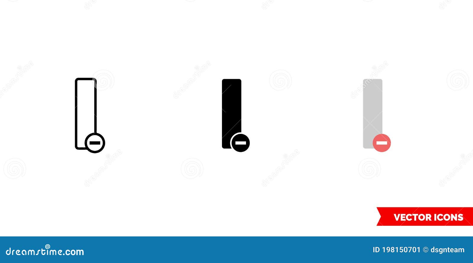 Delete Column Icon of 3 Types Color, Black and White, Outline. Isolated ...