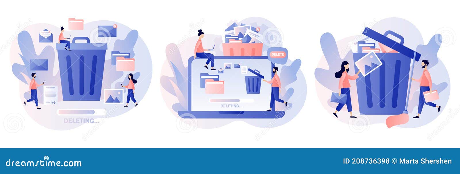 Delete Concept. Tiny People Deleting Data and Move Unnecessary Files To ... Delete Concept. Tiny People Deleting Data and Move Unnecessary Files To ...